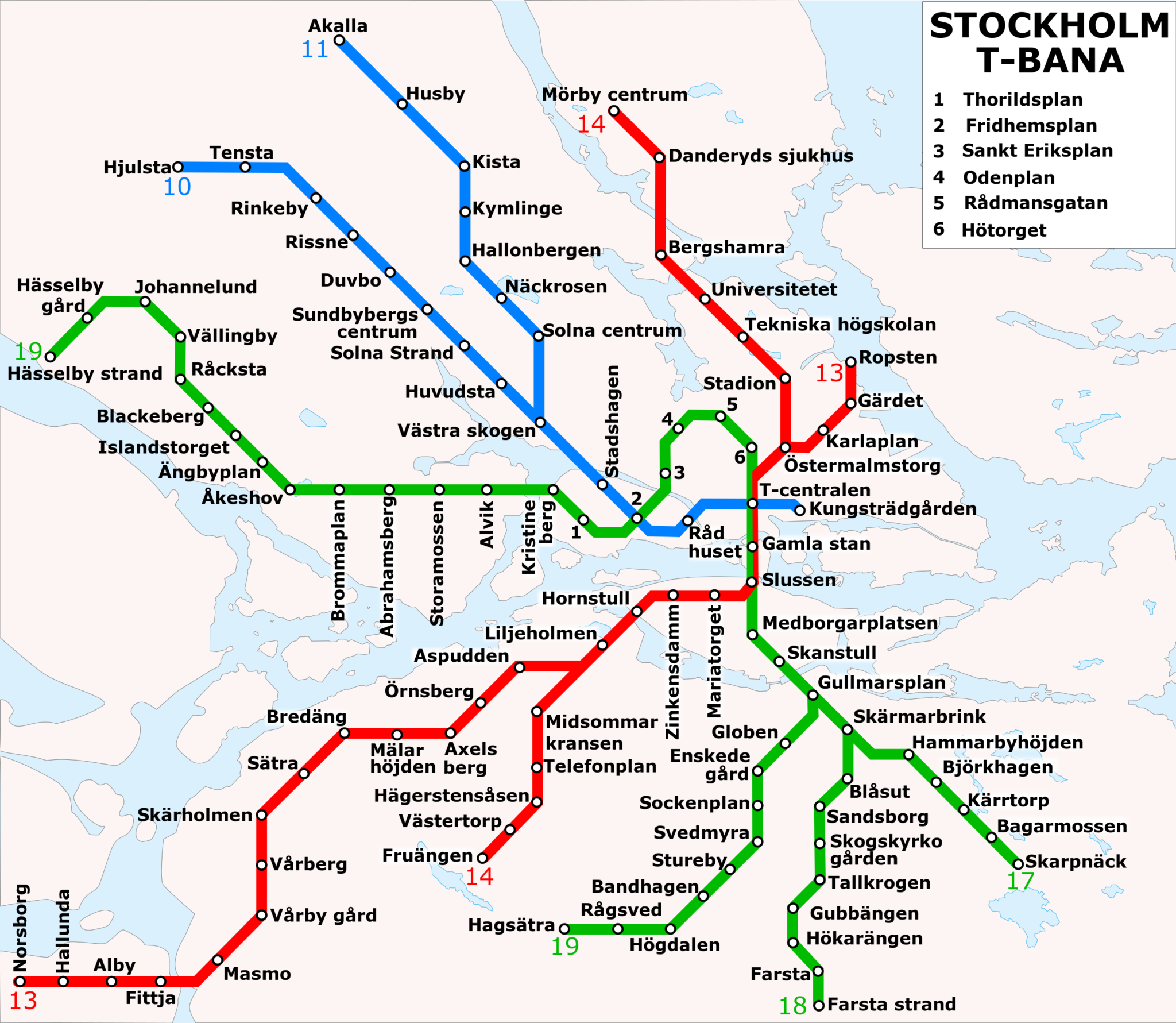 Stockholm Metro Map - Tunnelbana Karta